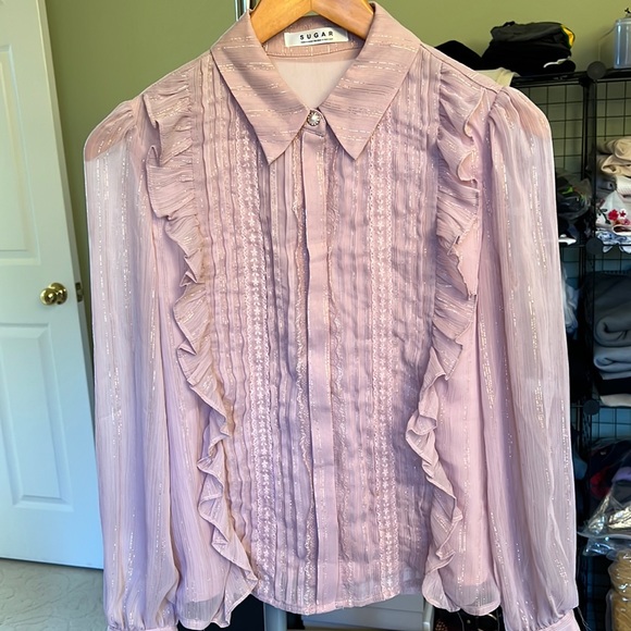 Vintage | Tops | Vintage Womans Floral Top Dusty Rose Color Pearl Like ...